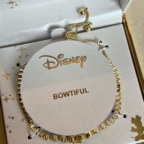 Disney | Jewelry | Disney Minnie Mouse Bowtiful Gold Crystal Adjustable ...